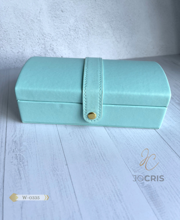 JOYERO ORGANIZADOR TIPO COFRE CON BROCHE CELESTE – Tienda Jocris